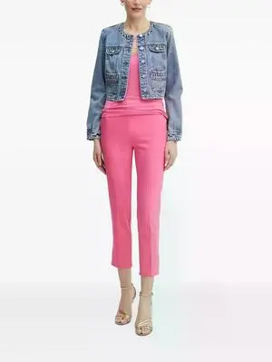 MORGAN Vcharme Collarless Cropped Denim Jacket