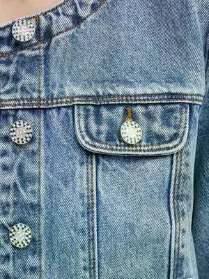 MORGAN Vcharme Collarless Cropped Denim Jacket