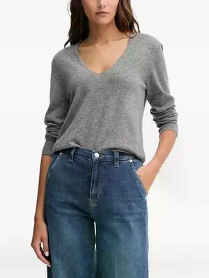 BENETTON V-neck Knitted Sweater - Grey