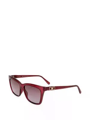 FERRAGAMO Gancini Rectangle-frame Sunglasses - Red