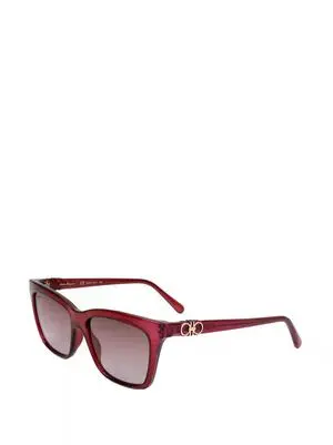 FERRAGAMO Gancini Rectangle Frame Sunglasses - Red