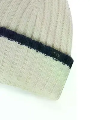 FAY Ribbed-knit Stripe Beanie Hat