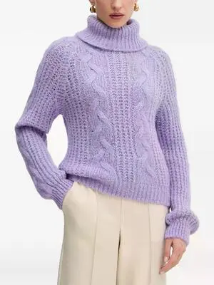 MORGAN Cable-knit Roll-neck Sweater - Purple