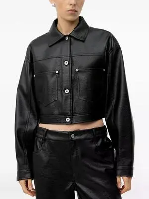 Hugo Relaxed-fit Jacket In Faux Leather - Black