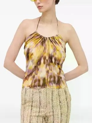MORGAN Abstract Print Halterneck Top - Yellow