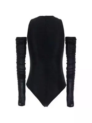 TWENTY FOURHAITCH Crystal-embellished Ruched Bodysuit