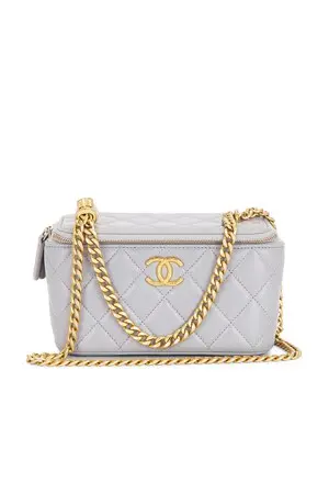 Chanel Lambskin Small Slide Long Vanity Case - Blue