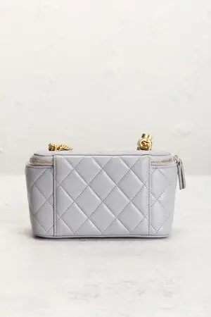 Chanel Lambskin Small Slide Long Vanity Case - Blue