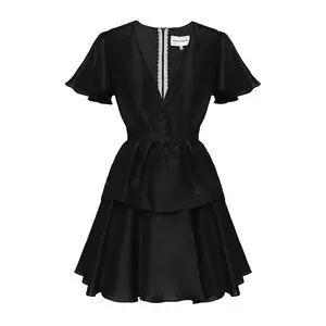 POST MERIDIEM Mini Dress With Peplum & Ruffle Sleeves