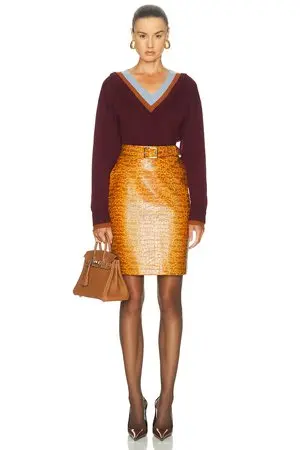 Staud Norman" V-neck Merino Wool Sweater - Pinot Multi