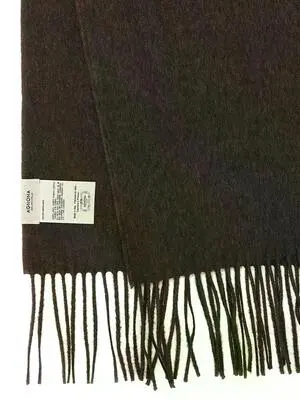 Agnona Embroidered-logo Fringed Scarf - Brown