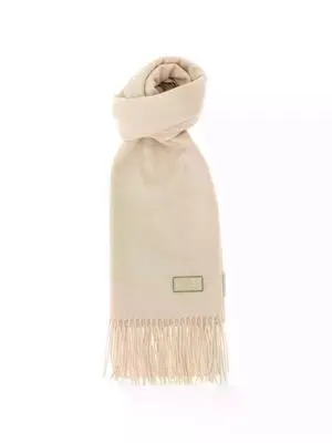 Agnona Logo-patch Frayed Scarf - Neutrals