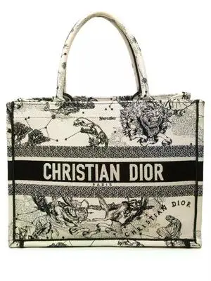 DIOR 2023 Medium Canvas Embroidered Zodiac Toile De Jouy Book Tote Bag