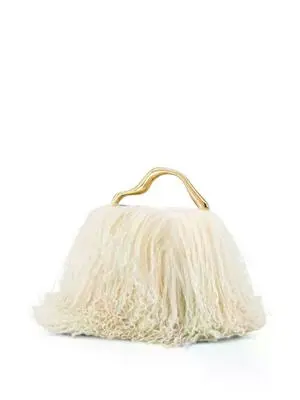 Cult Gaia Backgammon Faux-fur Clutch Bag With Sculptural Top Handle - Neutrals