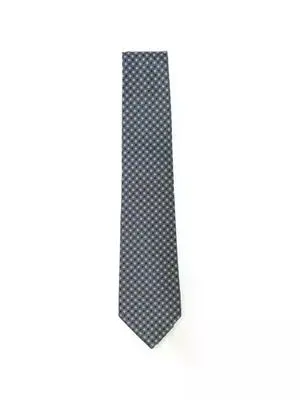 Canali Geometric-pattern Silk Tie - Blue