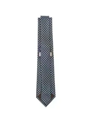 Canali Geometric Pattern Silk Neck Tie - Blue