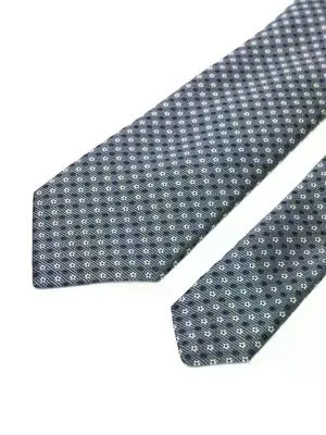 Canali Geometric Pattern Silk Neck Tie - Blue
