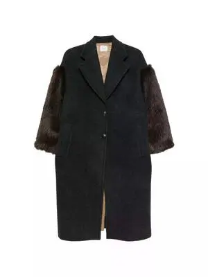 ALYSI Soft Over Faux-fur Sleeve Coat - Grey