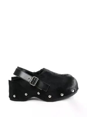 COMME DES GARÇONS TAO Calf-hair Studded Clogs - Black