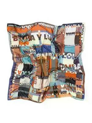 Bimba Y Lola Tartan And Logo Scarf