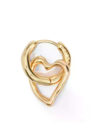 Bimba Y Lola Textured Double Hoop Heart Earrings