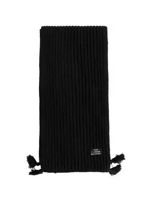 SALON C. LUNDMAN Ribbed Tassel-detail Scarf - Black