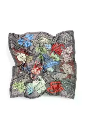 Bimba Y Lola Anthracite Arabesque Print Scarf - Grey