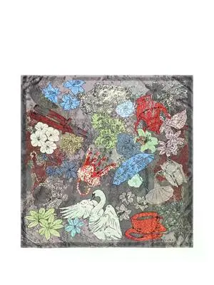 Bimba Y Lola Anthracite Arabesque Print Scarf - Grey
