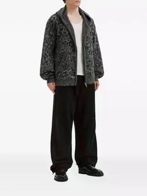 FIVE CM Leopard-pattern Zip-up Hoodie - Grey
