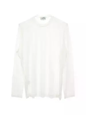 Hermès 2020s H-embroidered Long-sleeve T-shirt - White