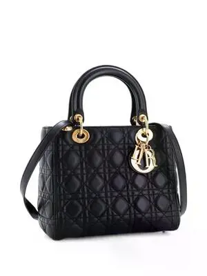 Dior Lady Bag Cannage Quilt Lambskin Satchel - Black