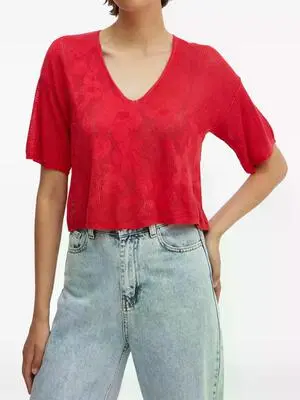 BENETTON Floral-jacquard V-neck Sweater