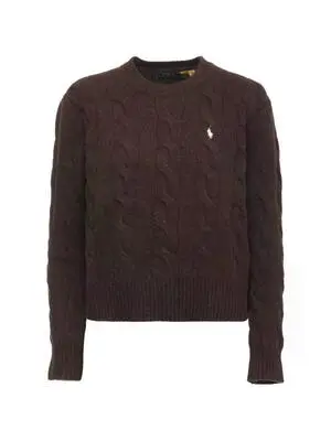 Polo Ralph Lauren Cable Knit Logo Embroidered Sweater - Brown