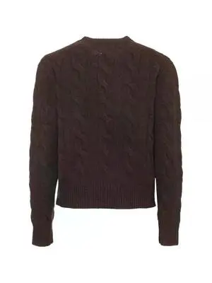 Polo Ralph Lauren Cable Knit Logo Embroidered Sweater - Brown