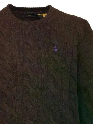Polo Ralph Lauren Cable Knit Logo Embroidered Sweater - Brown
