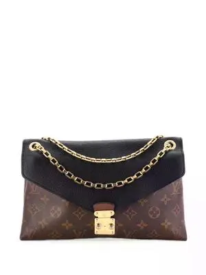 LOUIS VUITTON Pallas Chain Monogram Canvas And Calfskin Shoulder Bag - Black