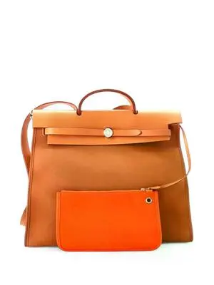 Hermès Herbag Zip Leather And Toile 39 Satchel - Brown