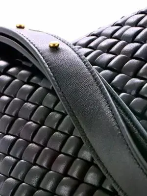 Bottega Veneta Cobble Flap Padded Intrecciato Leather Shoulder Bag - Black