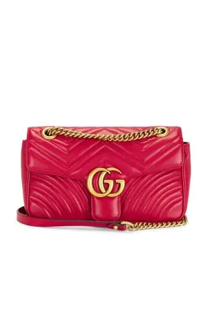 Gucci Renew Gg Marmont Shoulder Bag - Red