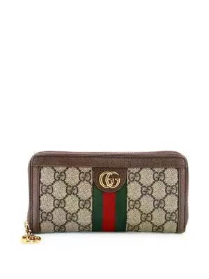 Gucci Ophidia Zip Around Wallet Gg Coated Canvas Small Wallets - Brown