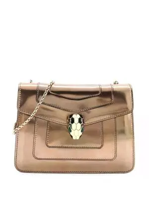 BVLGARI Serpenti Forever Square Metallic Leather Small Shoulder Bag