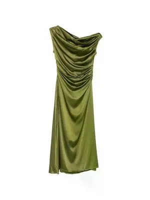 Staud Phare Off-shoulder Draped Dress - Green