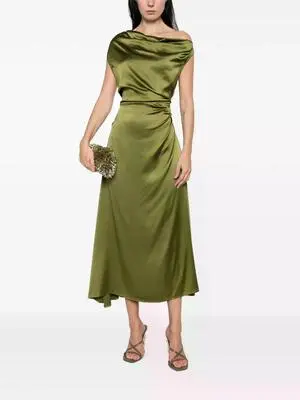 Staud Phare Off-shoulder Draped Dress - Green