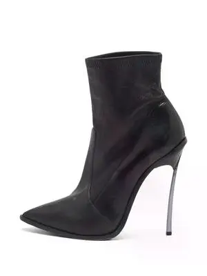 Fendi Blade Leather Pointed Toe Ankle Boots - Black