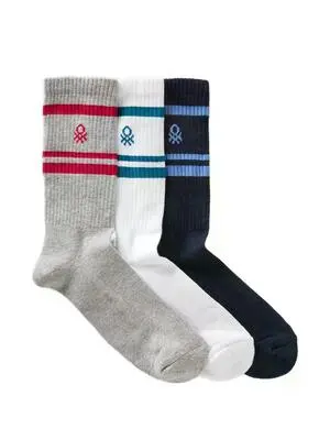 BENETTON Logo-embroidered Striped Socks Set