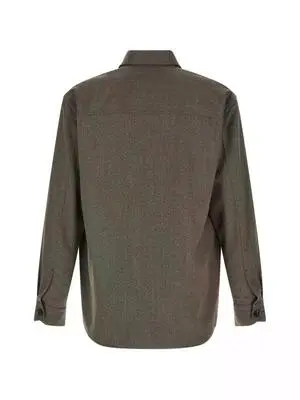 Brioni Mélange-effect Long-sleeve Shirt - Brown