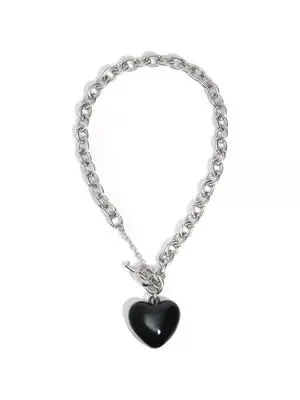 Bimba Y Lola Black Heart Chain Necklace - Silver