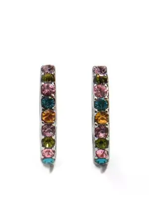 Bimba Y Lola Small Hoop Earrings With Multicolor Crystals - Silver