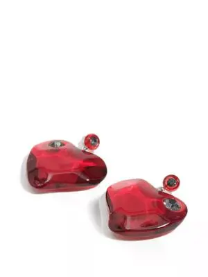 Bimba Y Lola Dark-red Resin Heart Earrings