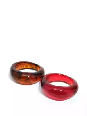 Bimba Y Lola Set Of 2 Brown And Garnet Amber-effect Resin Bracelets - Red